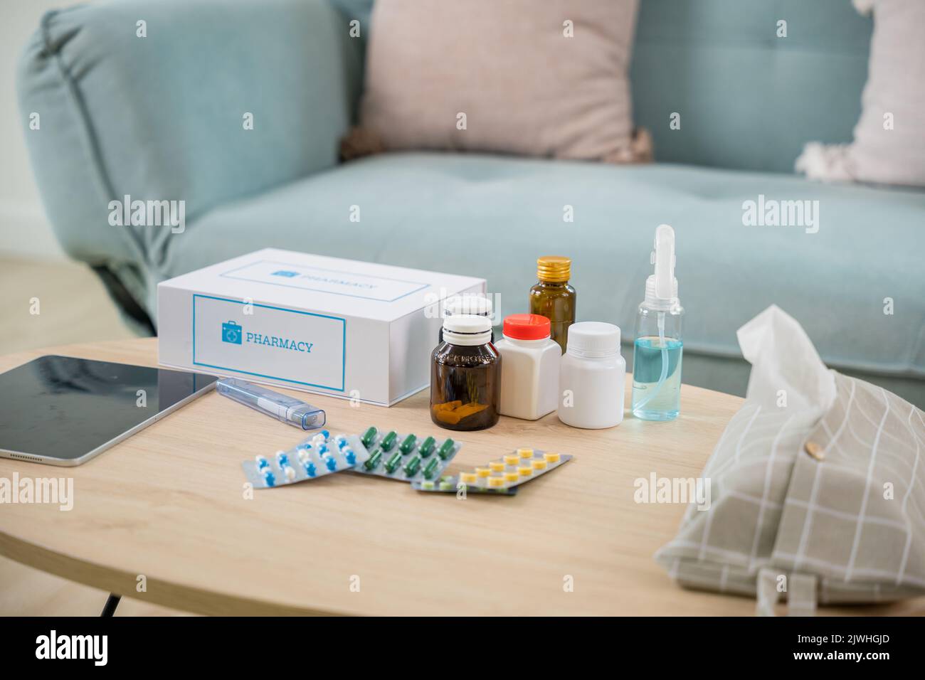 Home medicine with medicine package box free first aid kit with pills ...