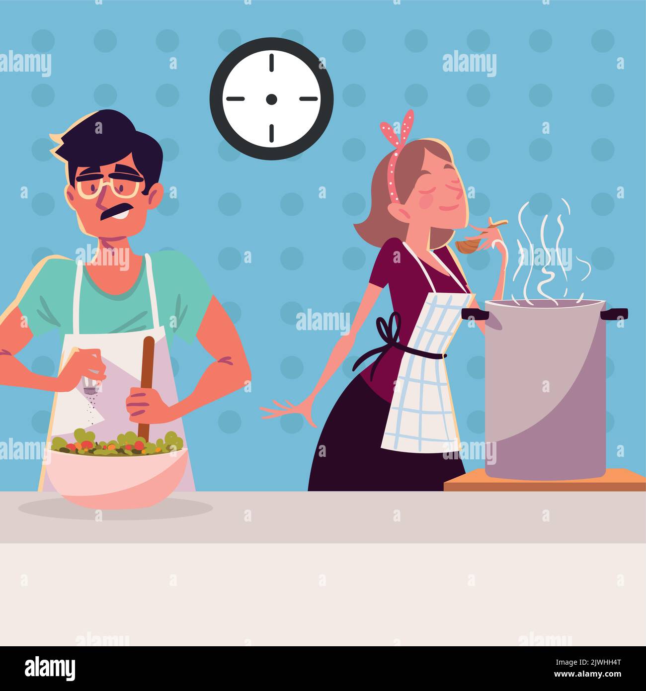 couple preparing food Stock Vector Image & Art - Alamy