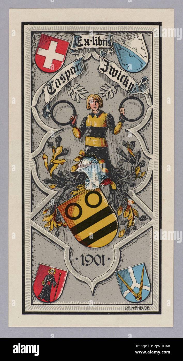 Bookplate of Caspar Zwicky. Rheude, Lorenz Max (1863-1939), graphic ...