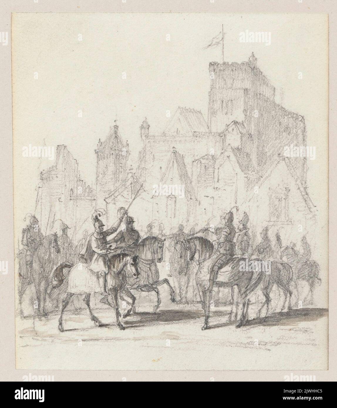 Rycerze pod zamkiem. Adam, Victor (1801-1866), draughtsman, cartoonist ...