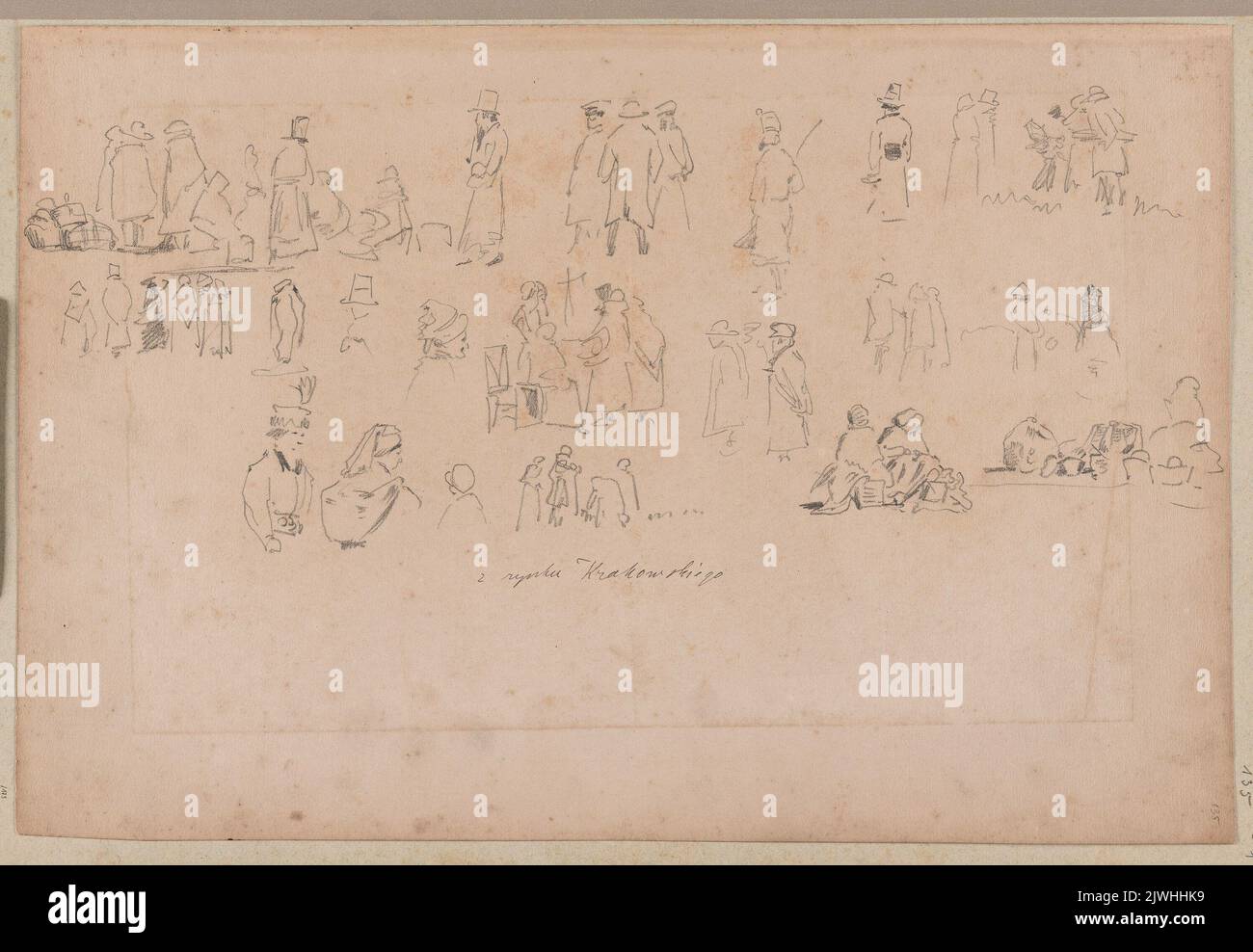 Sketches of types of figures; verso: sketch of a figural scene ...