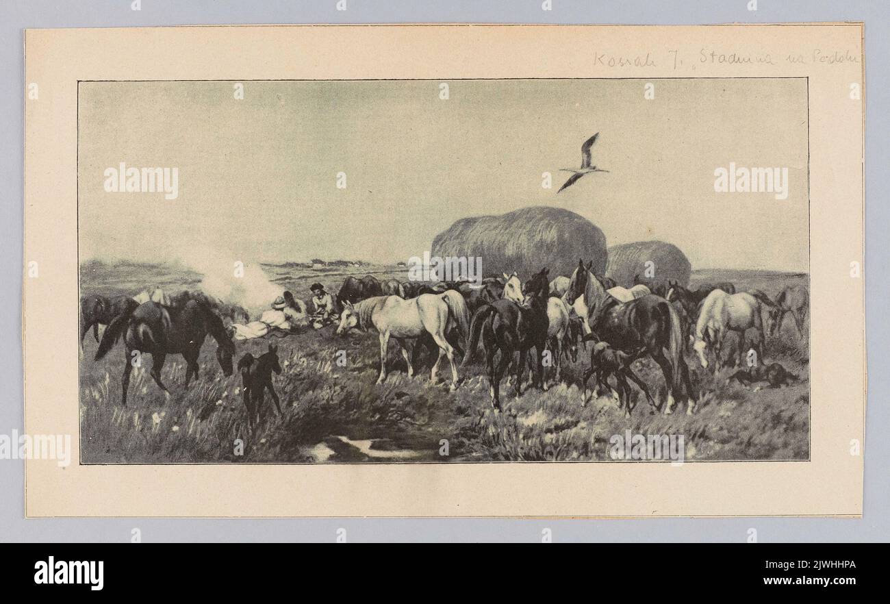 Reproduction of a painting: Juliusz Kossak (1824-1899), A horse farm n ...