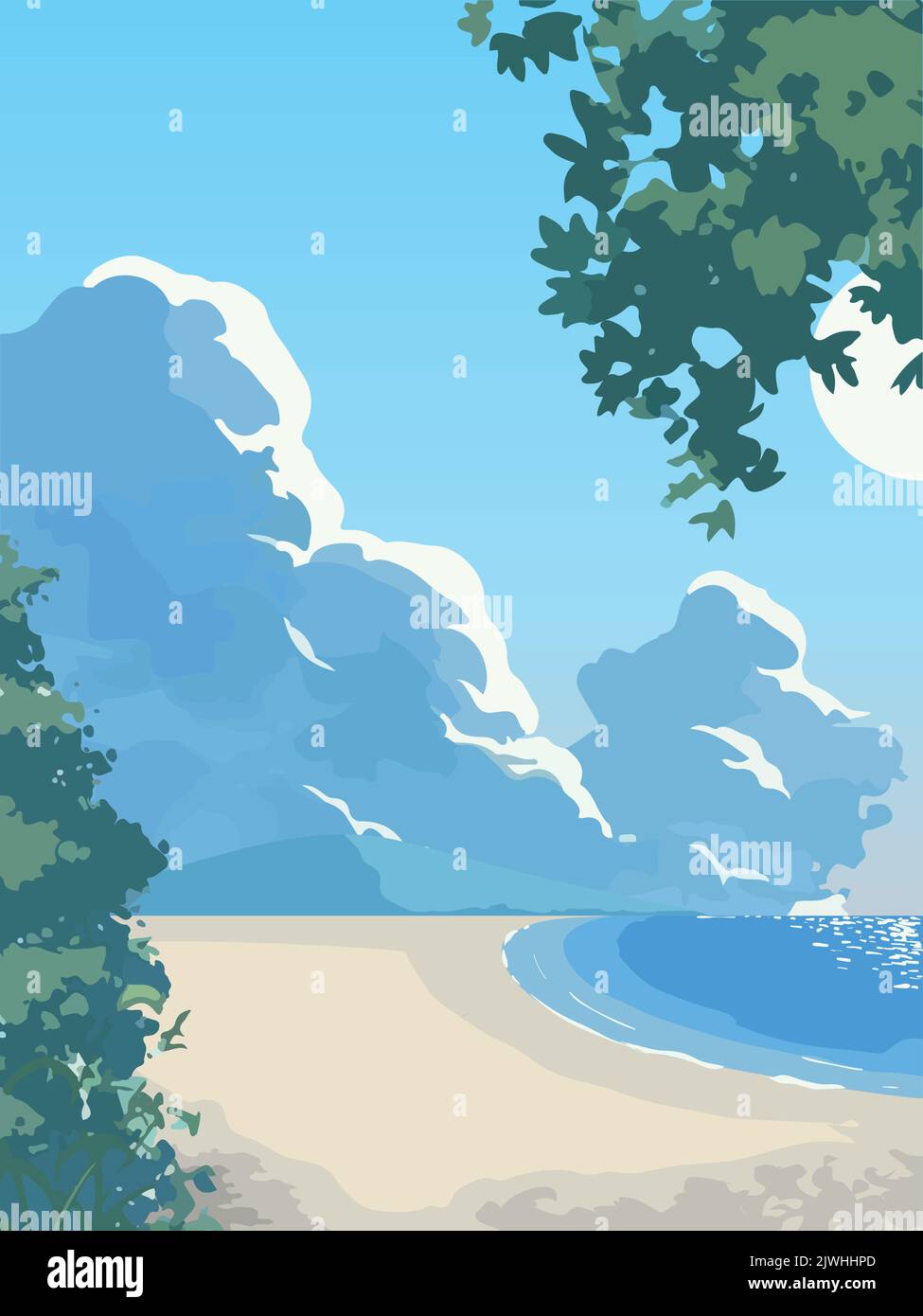 anime beach landscape Stock Vector Image & Art - Alamy