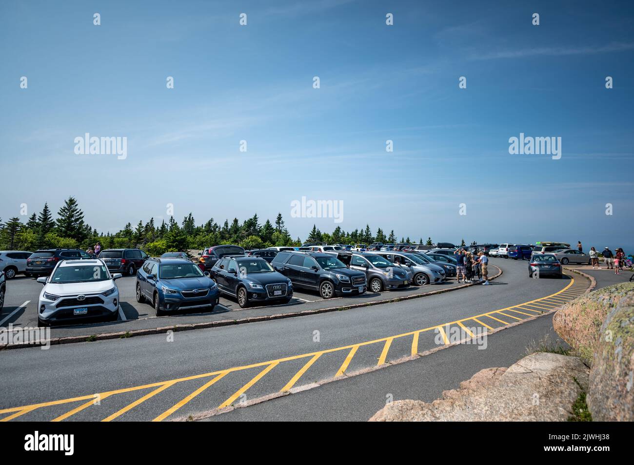 Acadia National Park, Maine, USA - 8.2021: Limited parking with full ...