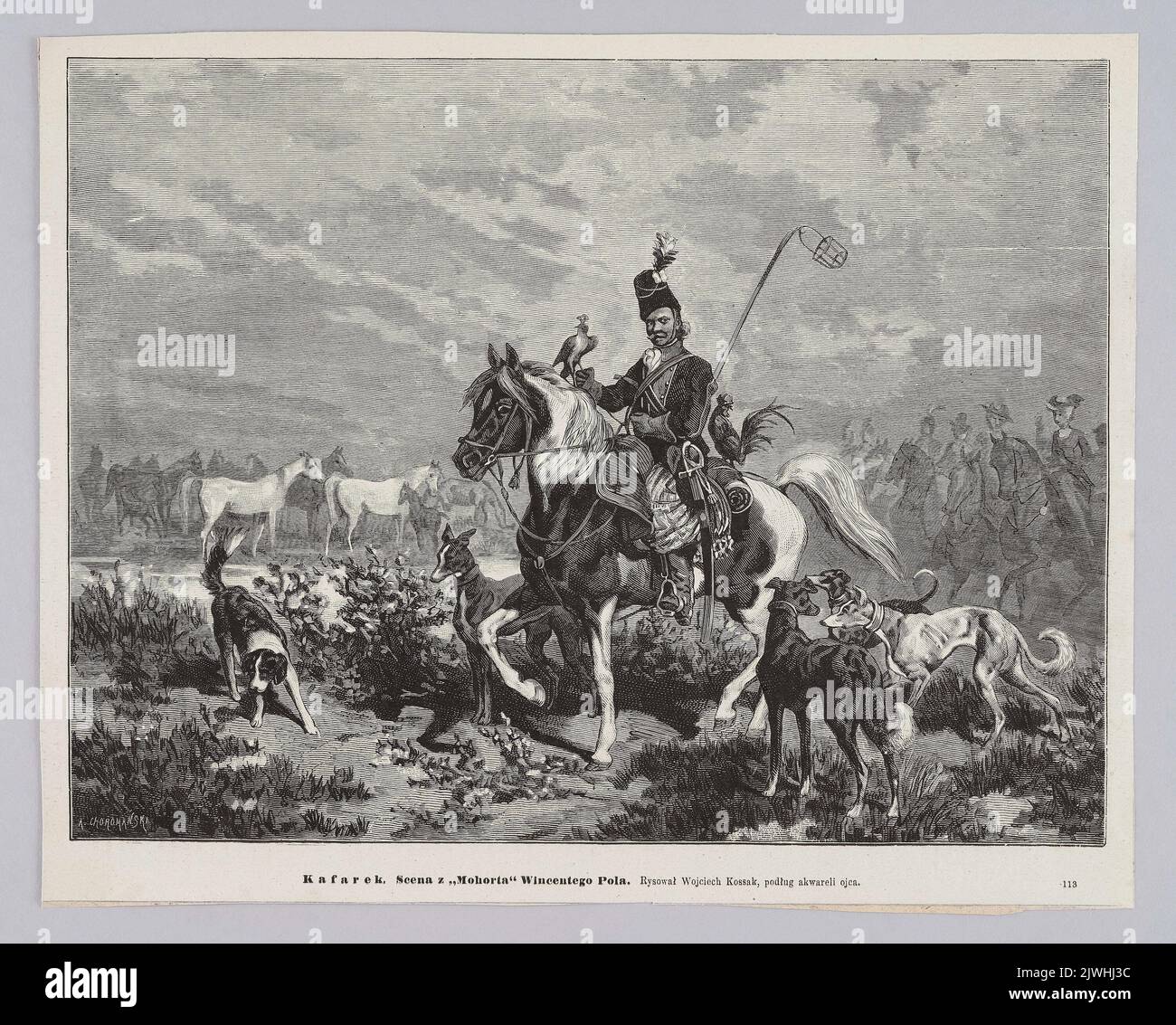 Reproduction of drawing: Wojciech Kossak (1856-1942), Kafarek, scene ...