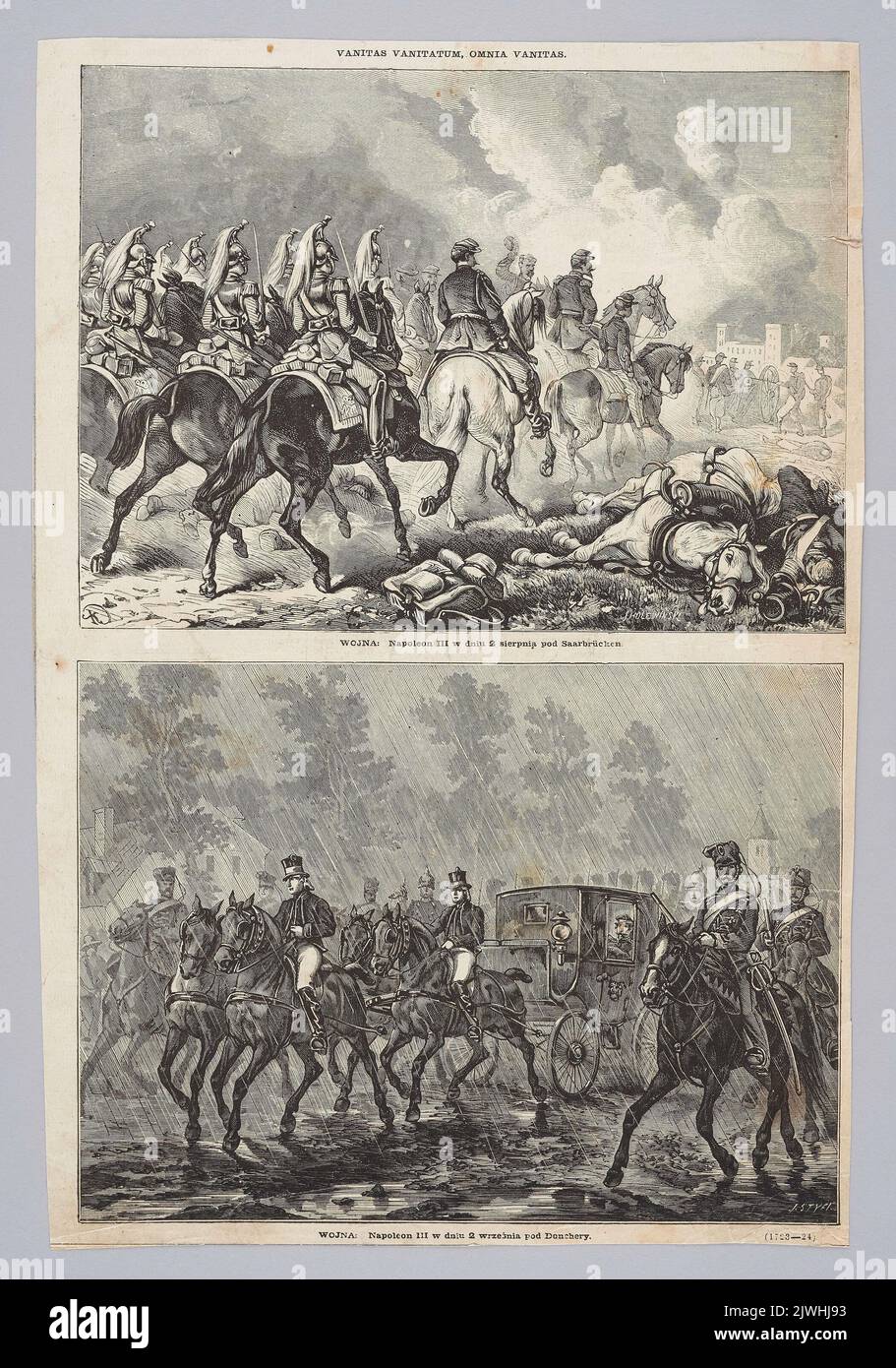Reproduction of drawing: Juliusz Kossak (1824-1899), 1. War. Napoleon ...