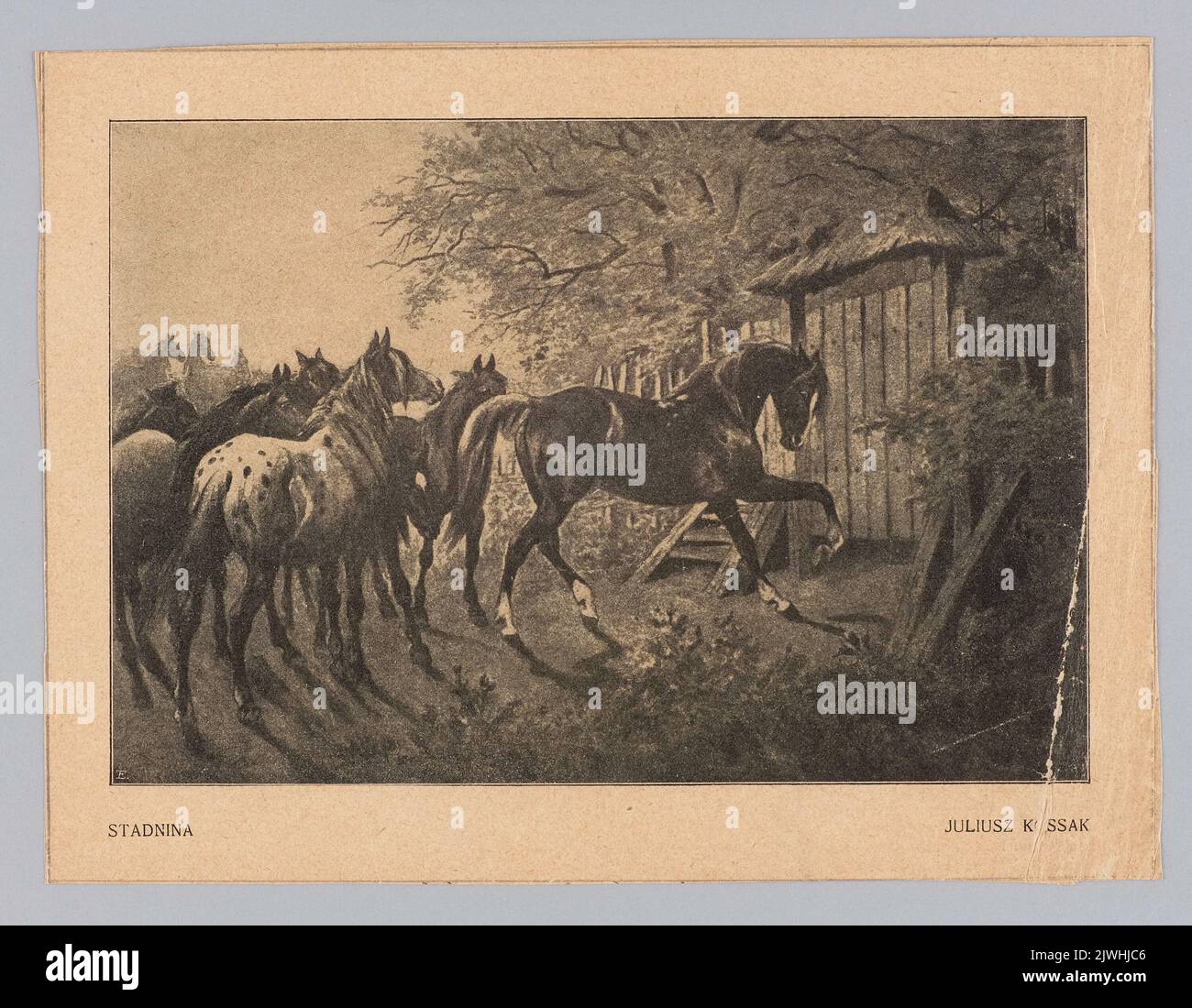 Reproduction of a painting: Juliusz Kossak (1824-1899), Farm; excerpt ...