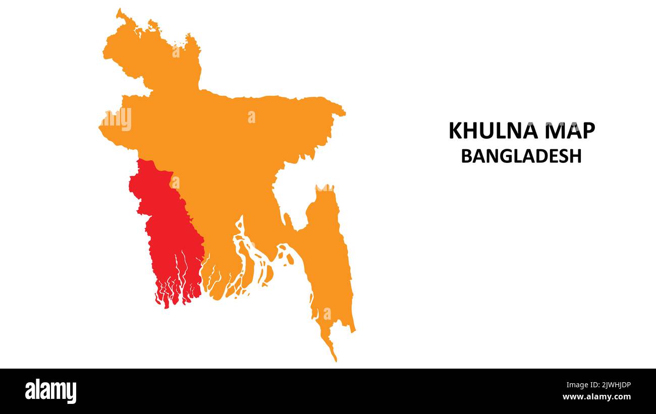 Khulna State and regions map highlighted on Bangladesh map Stock Vector ...