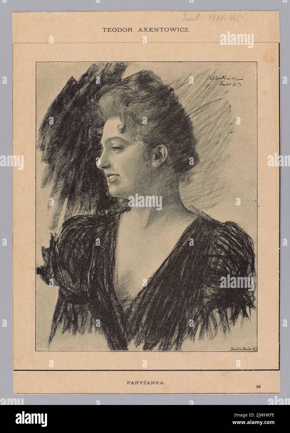 Reproduction of drawing: Axentowicz, Teodor (1859-1938), Parisian woman ...