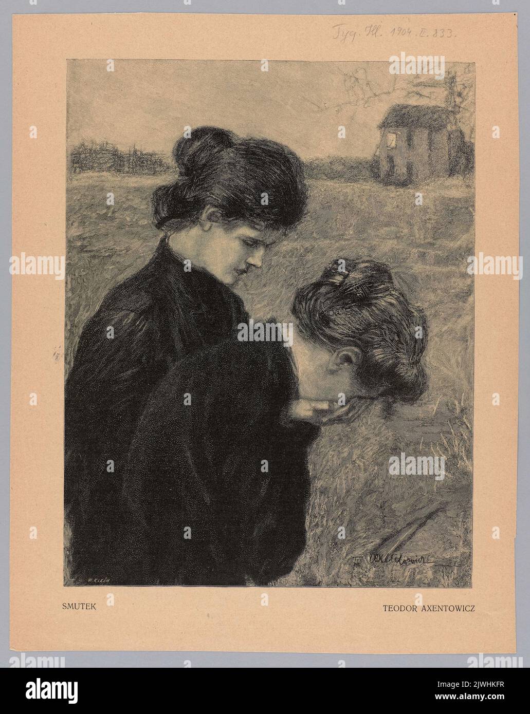 Reproduction of drawing: Axentowicz, Teodor (1859-1938), Sadness; from ...