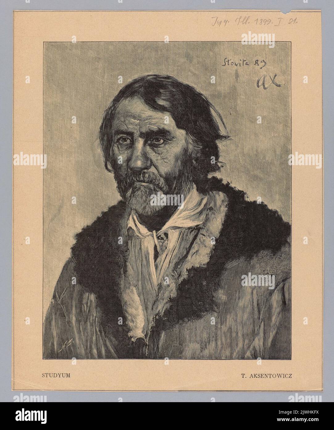 Reproduction of drawing: Axentowicz, Teodor (1859-1938), A study; from ...