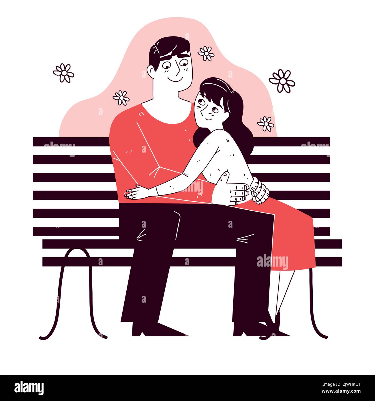 couple in a bench, line art Stock Vector Image & Art - Alamy