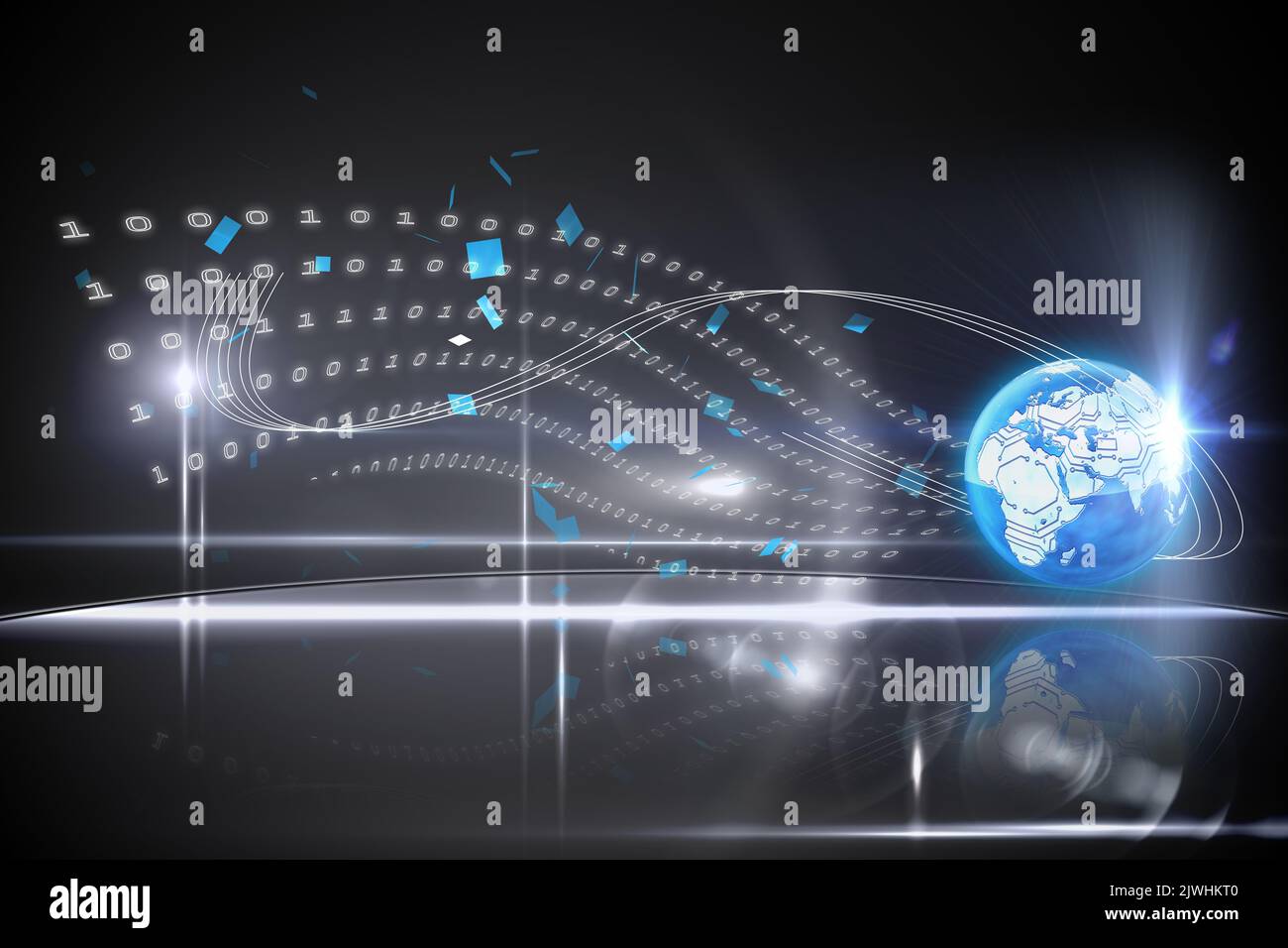 Glowing earth with binary code Stock Photo - Alamy