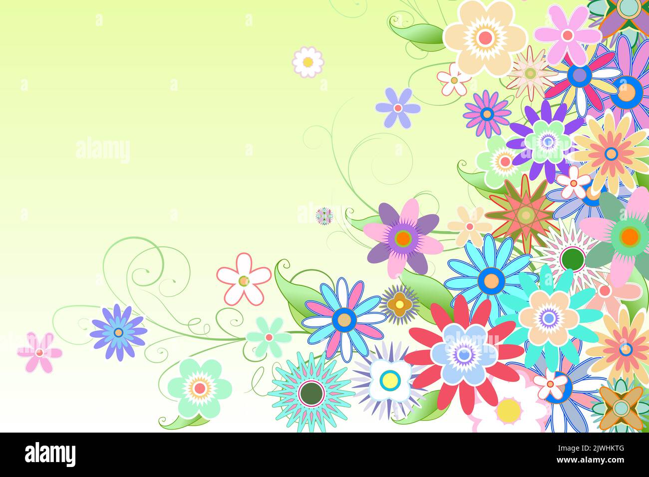 Digitally generated girly floral design on green Stock Photo - Alamy