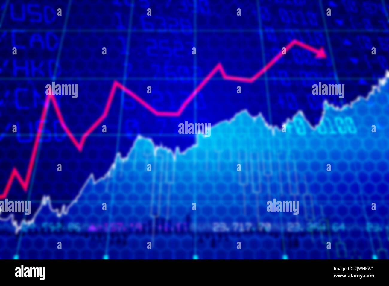 Digital composite image of arrow symbol and graphs Stock Photo - Alamy