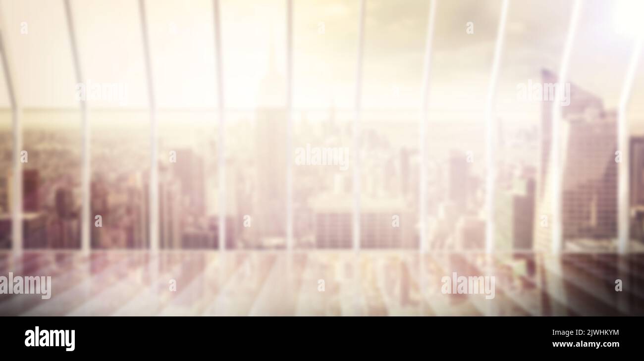 Metal bars on glass window of modern building against cityscape Stock ...