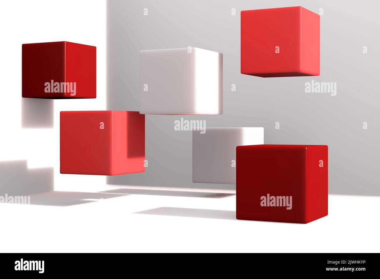 Digital image of red and white cubes by wall Stock Photo - Alamy