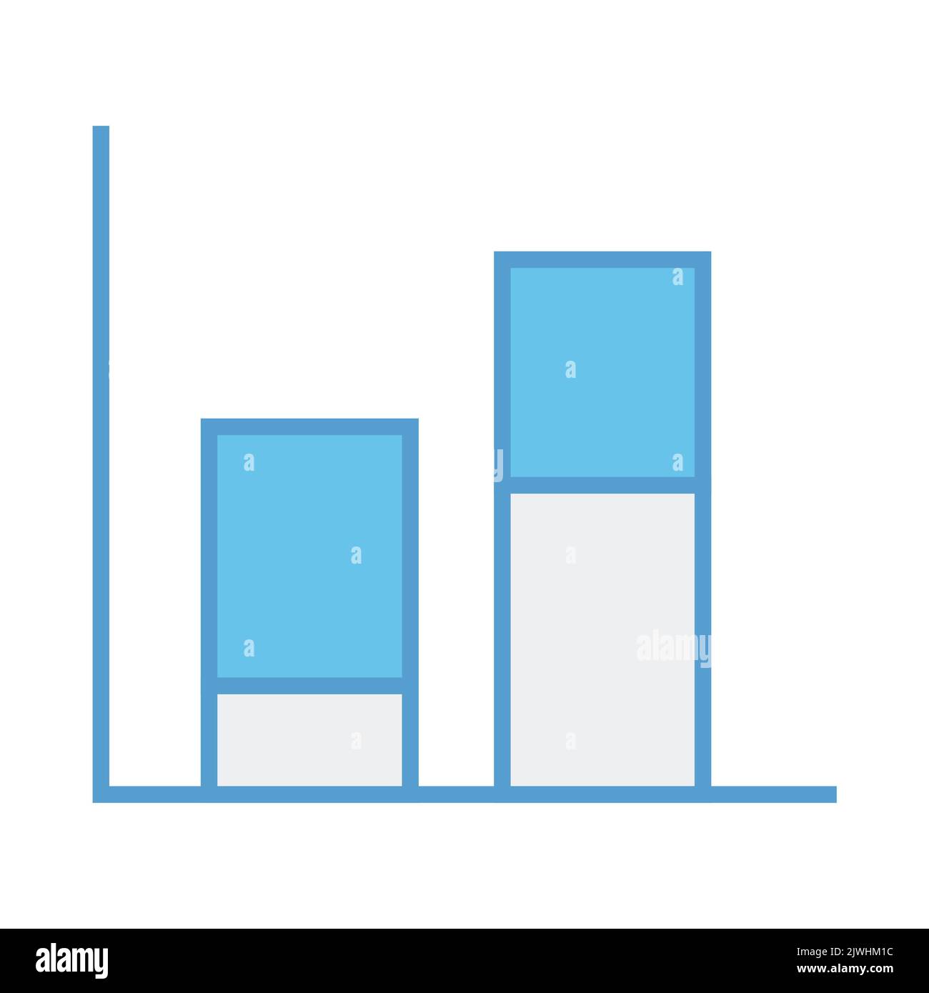 Digitally generated image of blue bar graph against white background ...