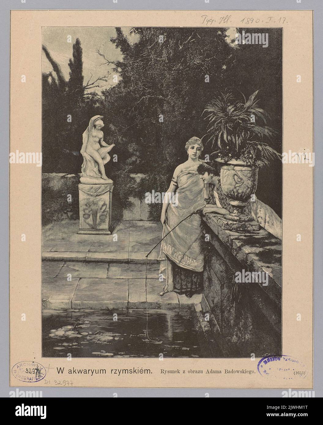 Reproduction of drawing: Badowski, Adam (1857-1903), At a Roman ...