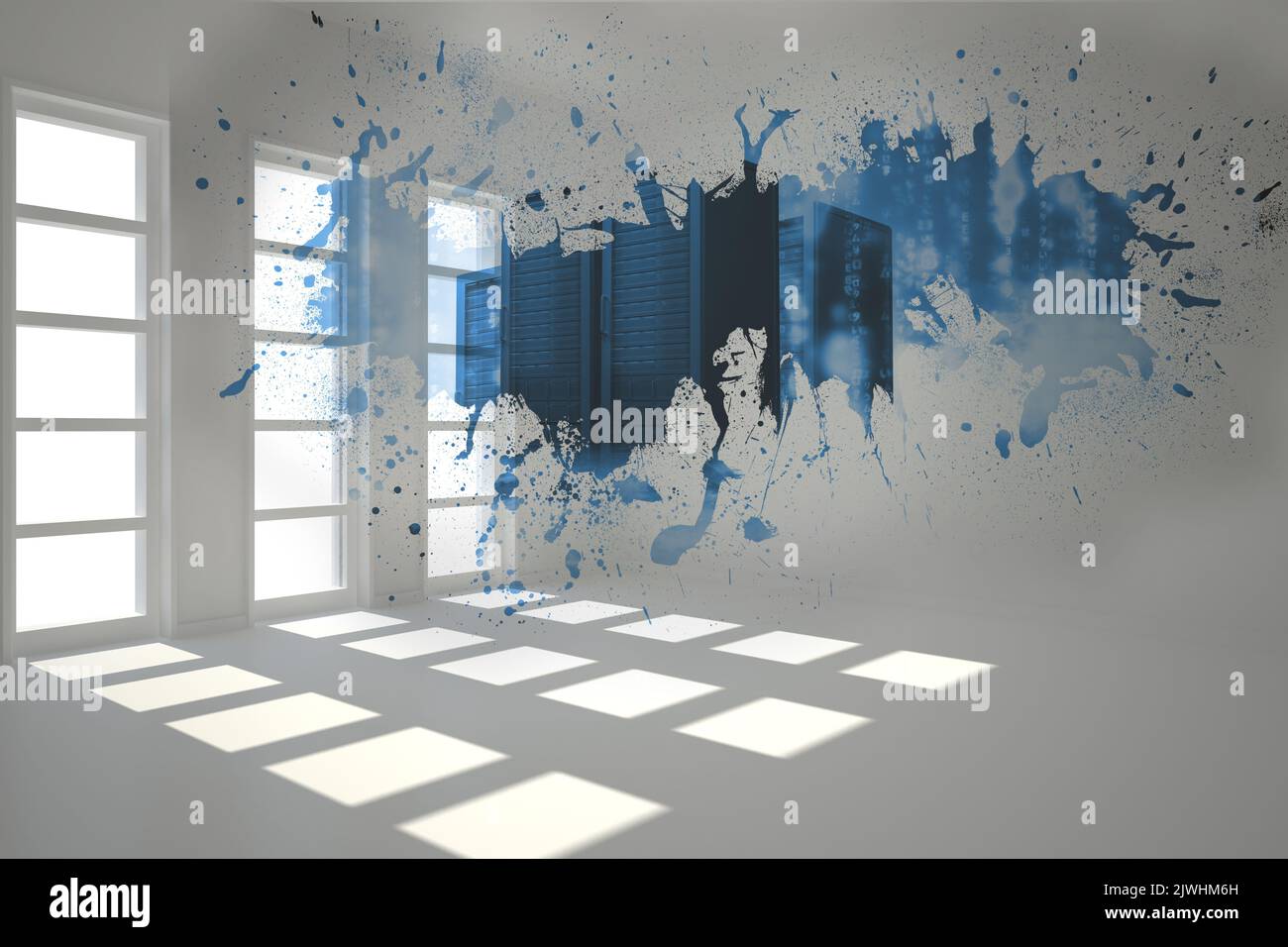 Splash showing server towers Stock Photo - Alamy