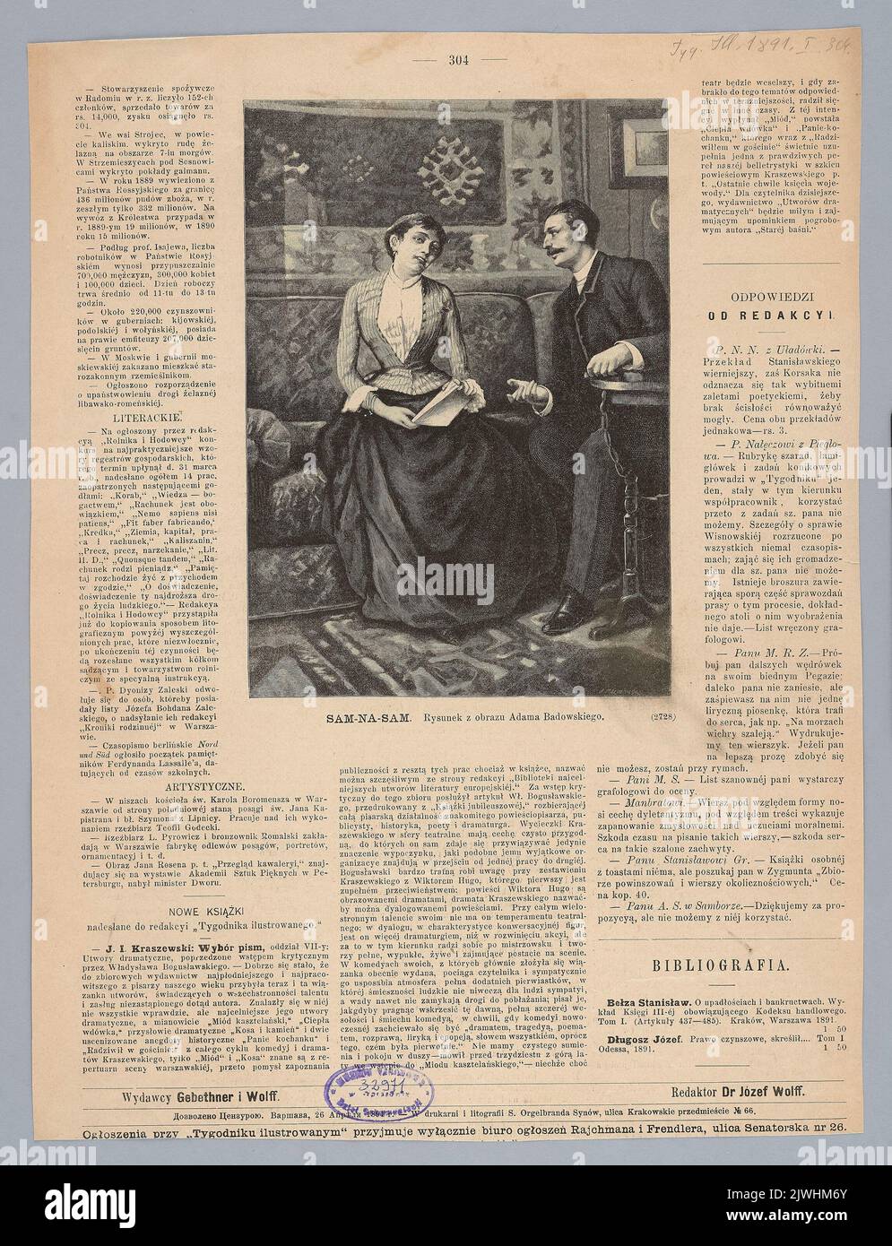 Reproduction of drawing: Badowski, Adam (1857-1903), All alone; from ...