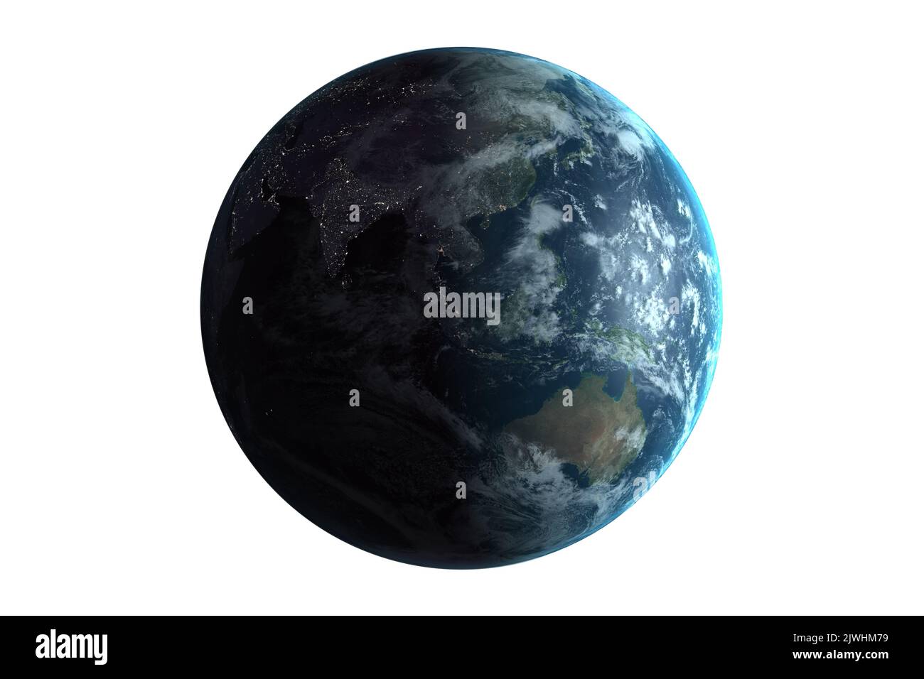 Planet earth with Asian continent against white background Stock Photo ...