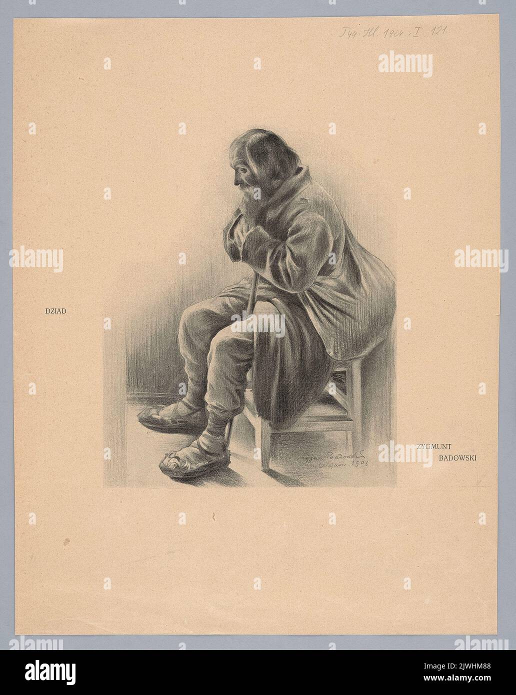 Reproduction of a painting: Badowski, Zygmunt (1875-1959), Old man ...