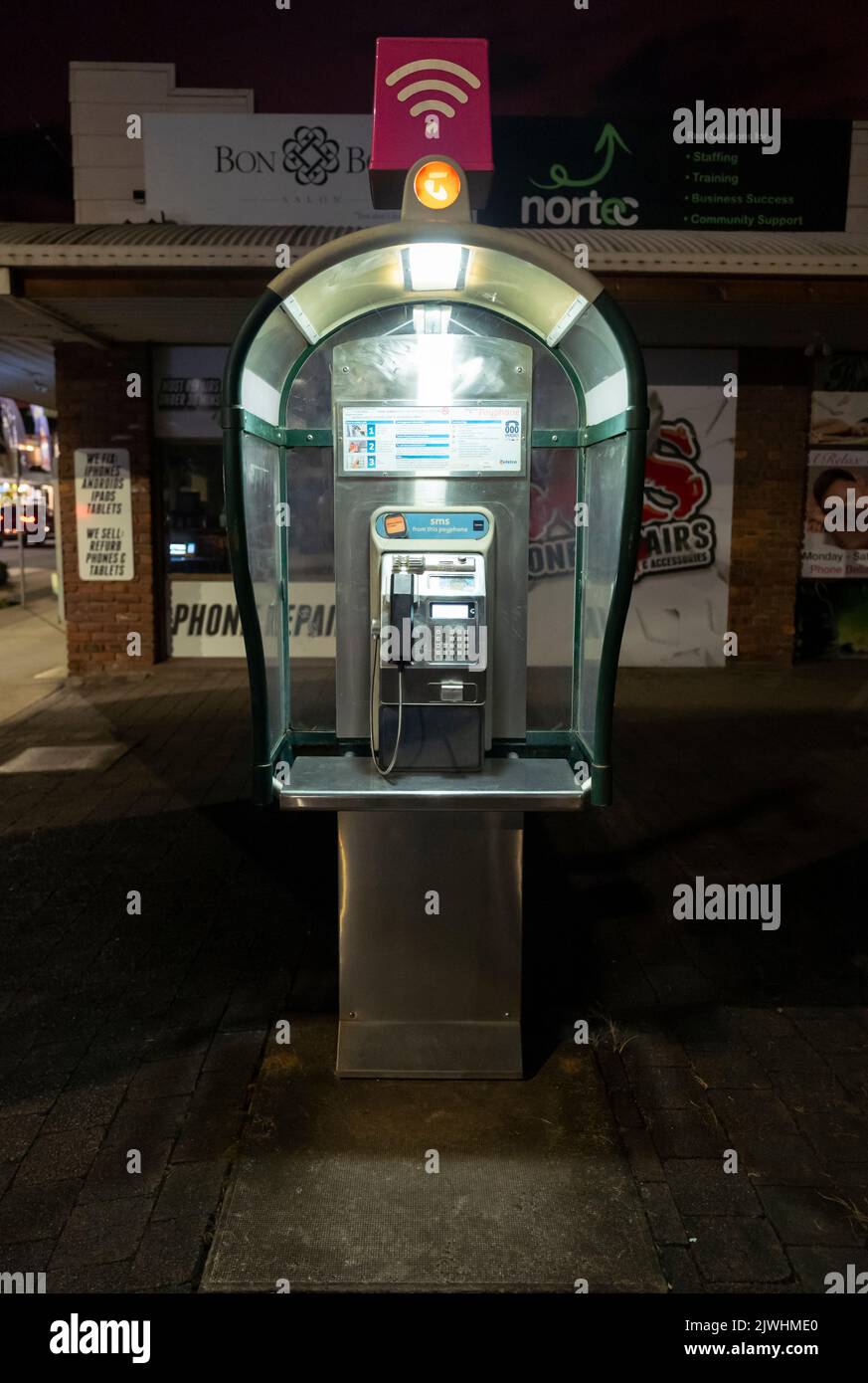 Telstra public phone booth in Palm Court, Murwillumbah, northern new ...
