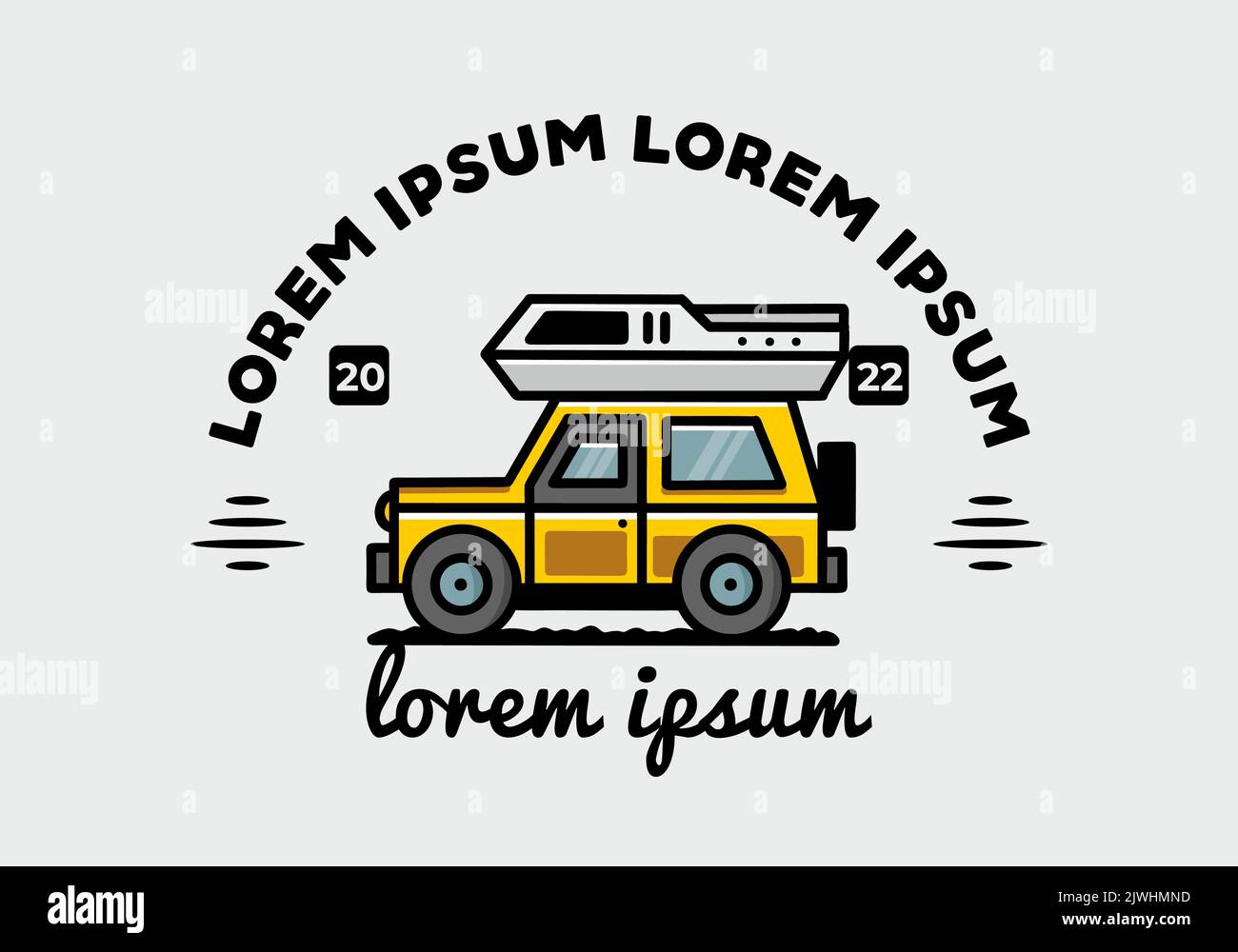 Off road vehicle car camping outdoor illustration badge design Stock ...