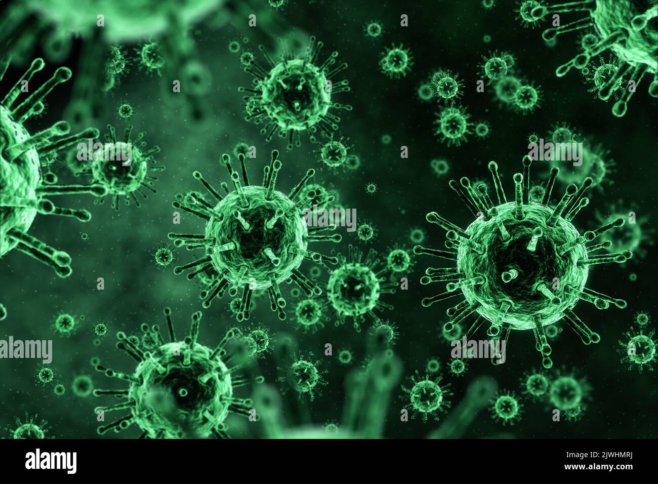 Digital image of green virus in human body Stock Photo - Alamy