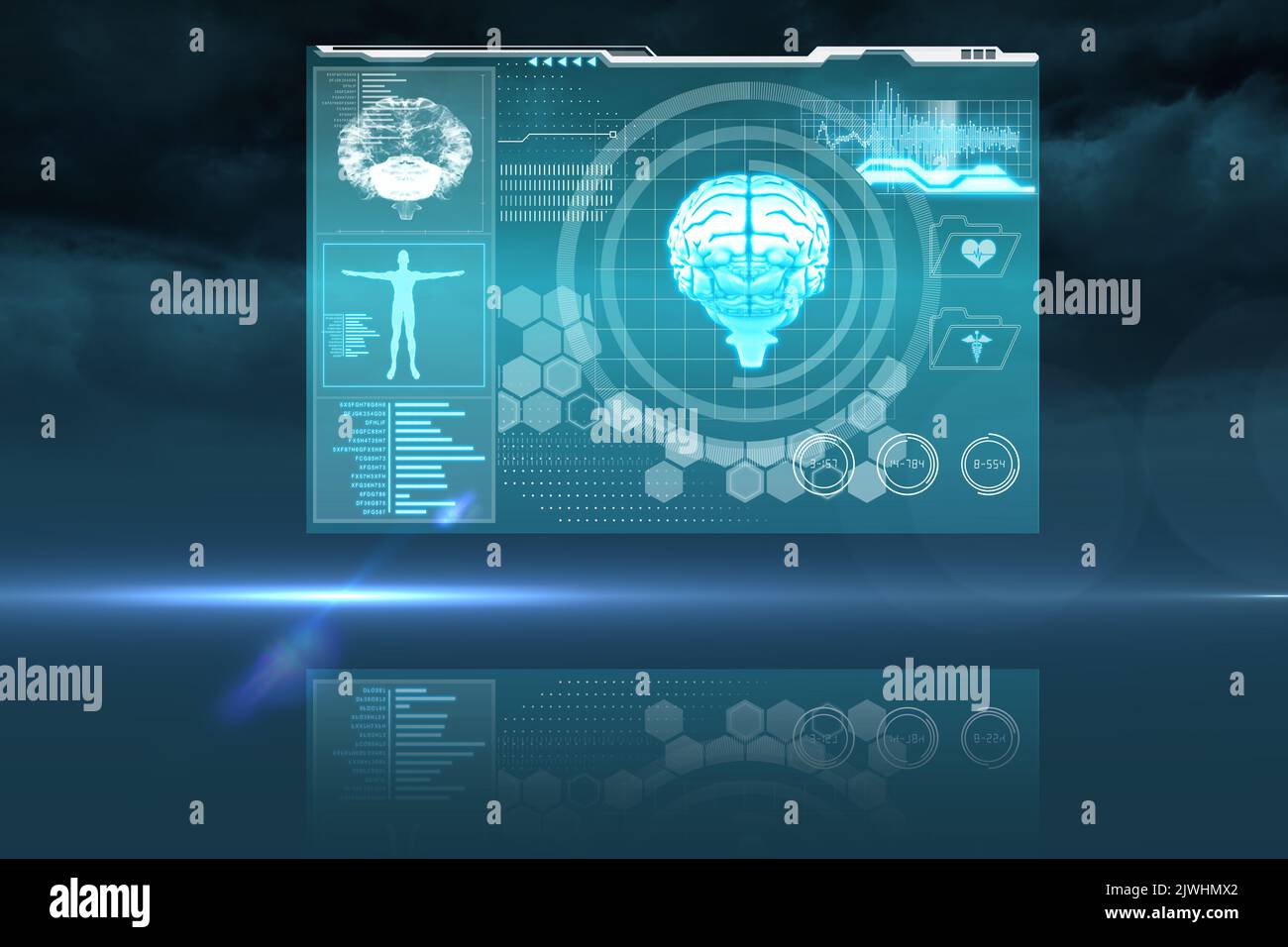Digitally generated medical biology interface in blue Stock Photo - Alamy