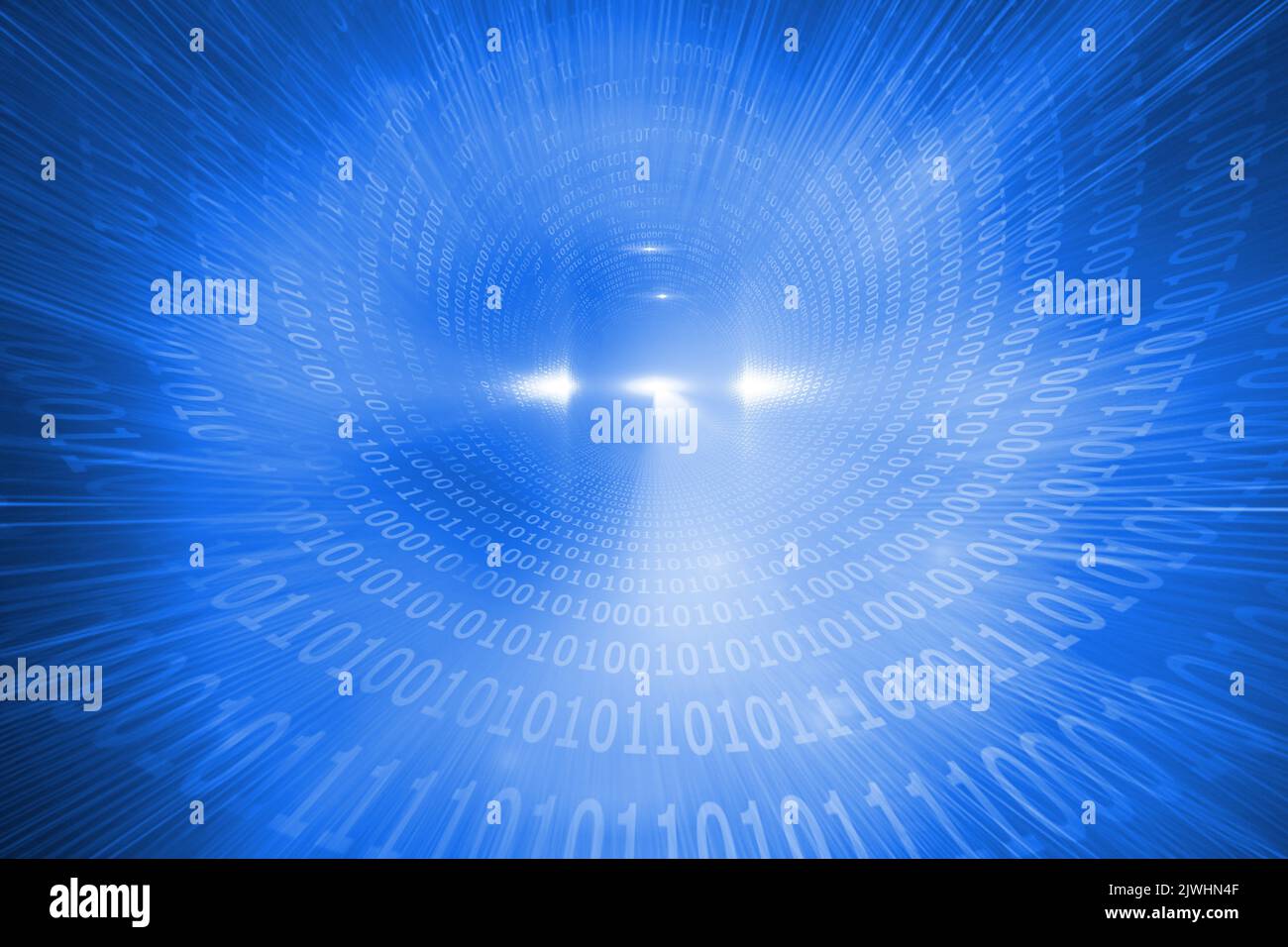 Shiny futuristic binary code spiral on blue background Stock Photo - Alamy