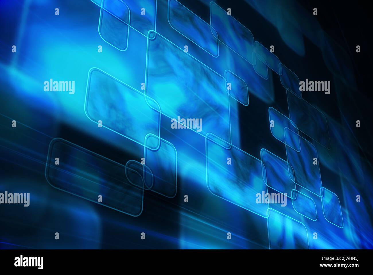 Blue squares on black background Stock Photo - Alamy