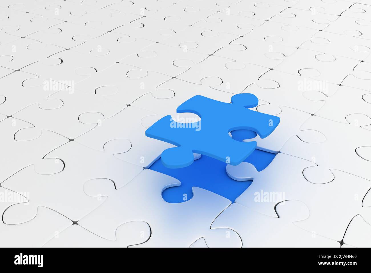 Full frame shot of jigsaw puzzle with blue piece Stock Photo - Alamy