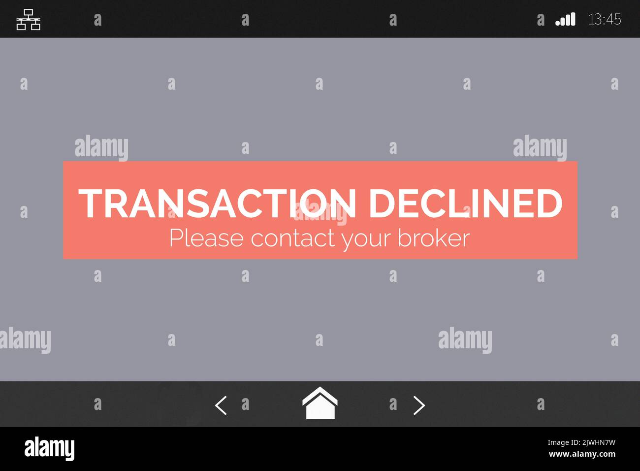 Transaction declined text on gray mobile screen Stock Photo - Alamy