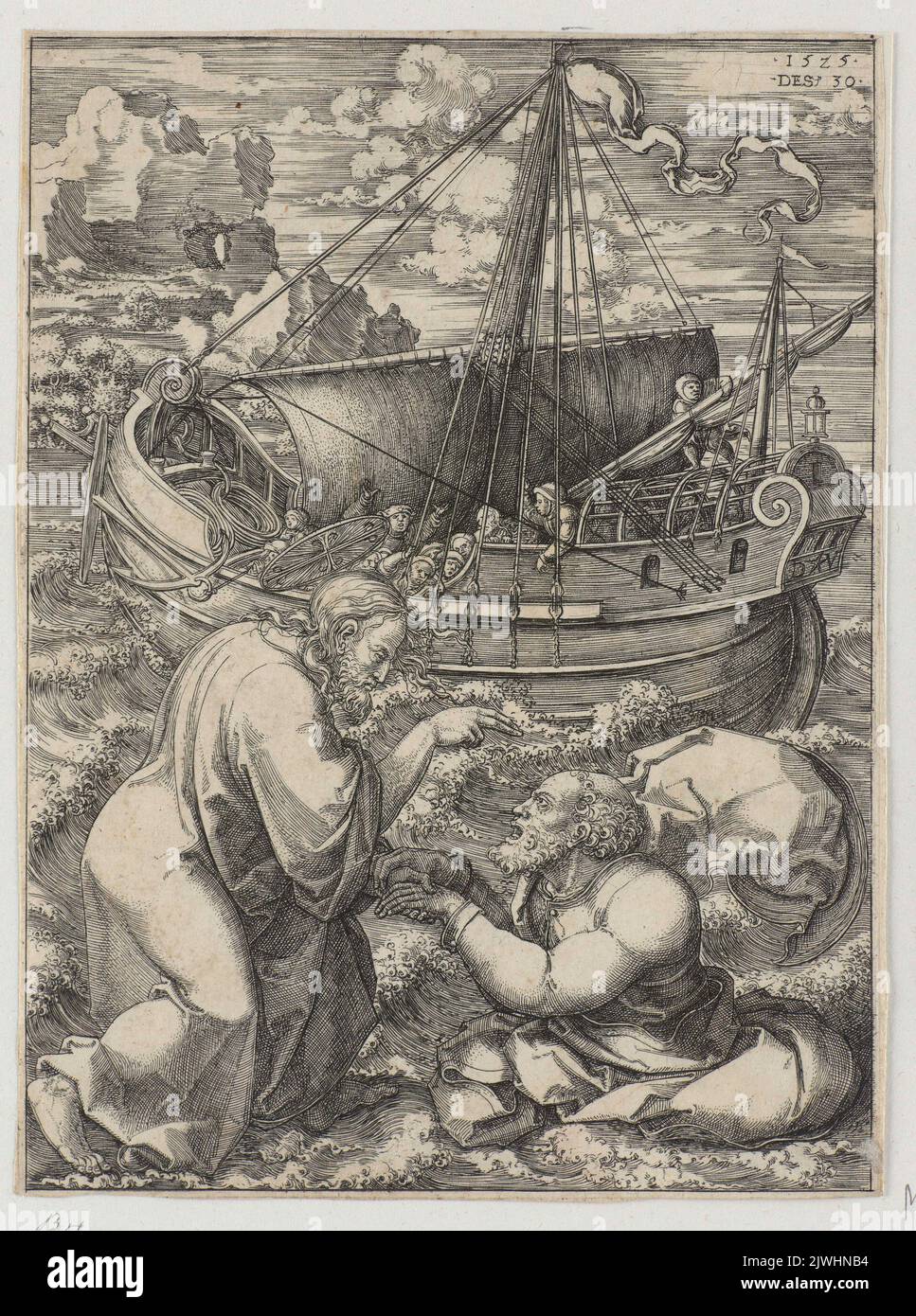 Christ Walking on Water and St. Peter. Vellert, Dirk Jacobsz, Mistrz DV ...