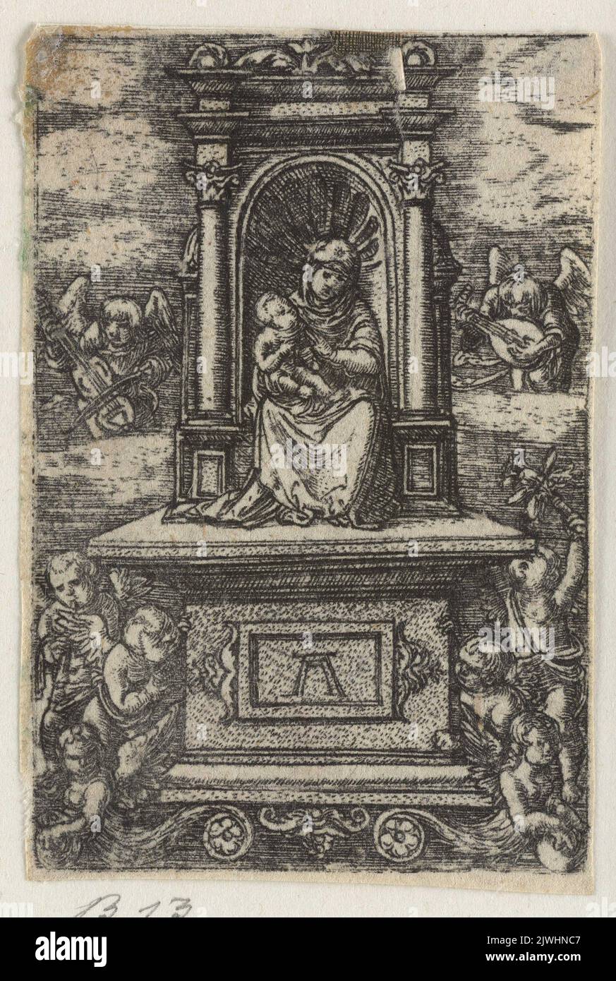 The Beautiful Madonna of Regensburg sitting with a Child on the throne ...