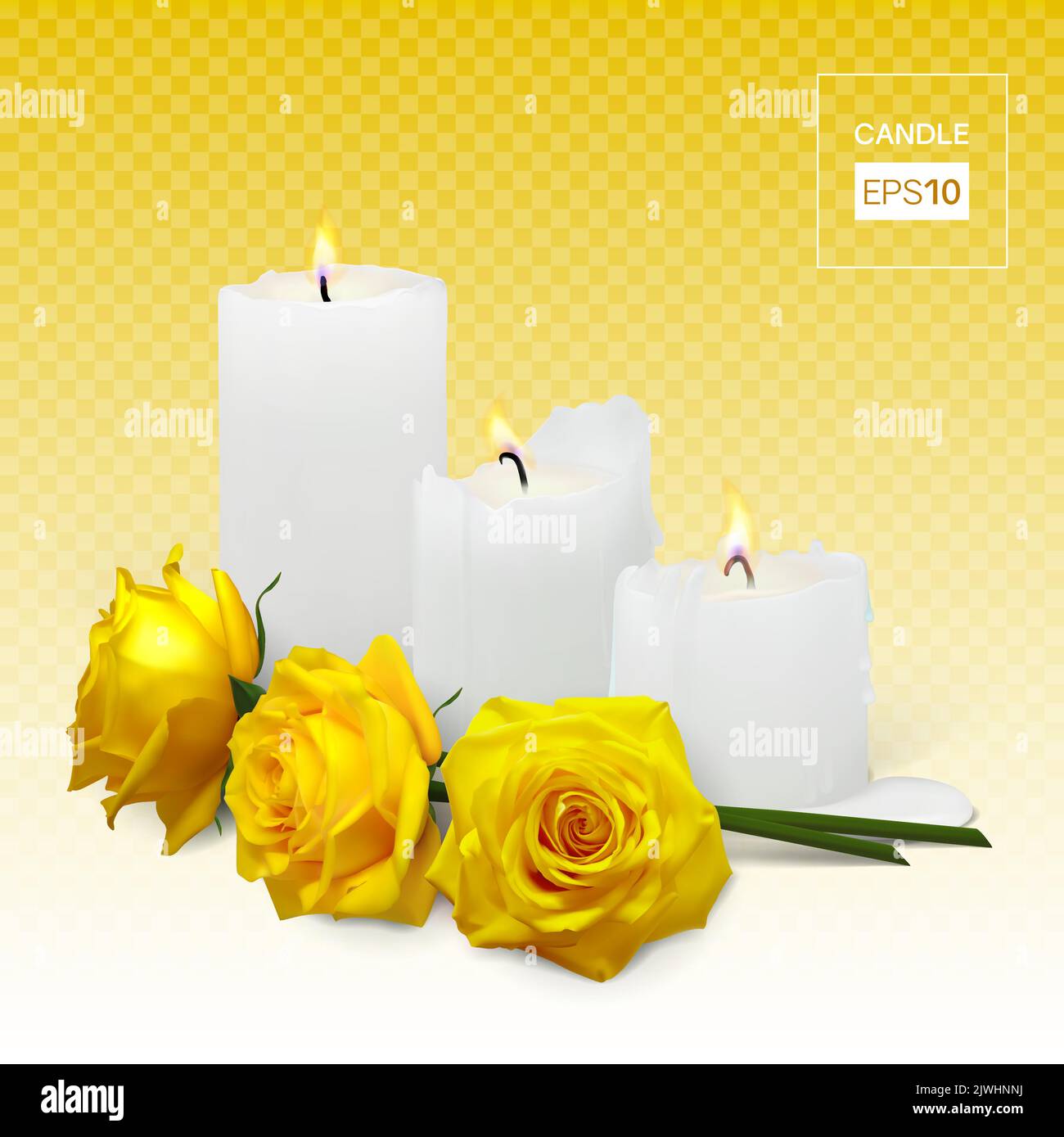 Realistic candles and rosebuds on a transparent background Stock Vector ...