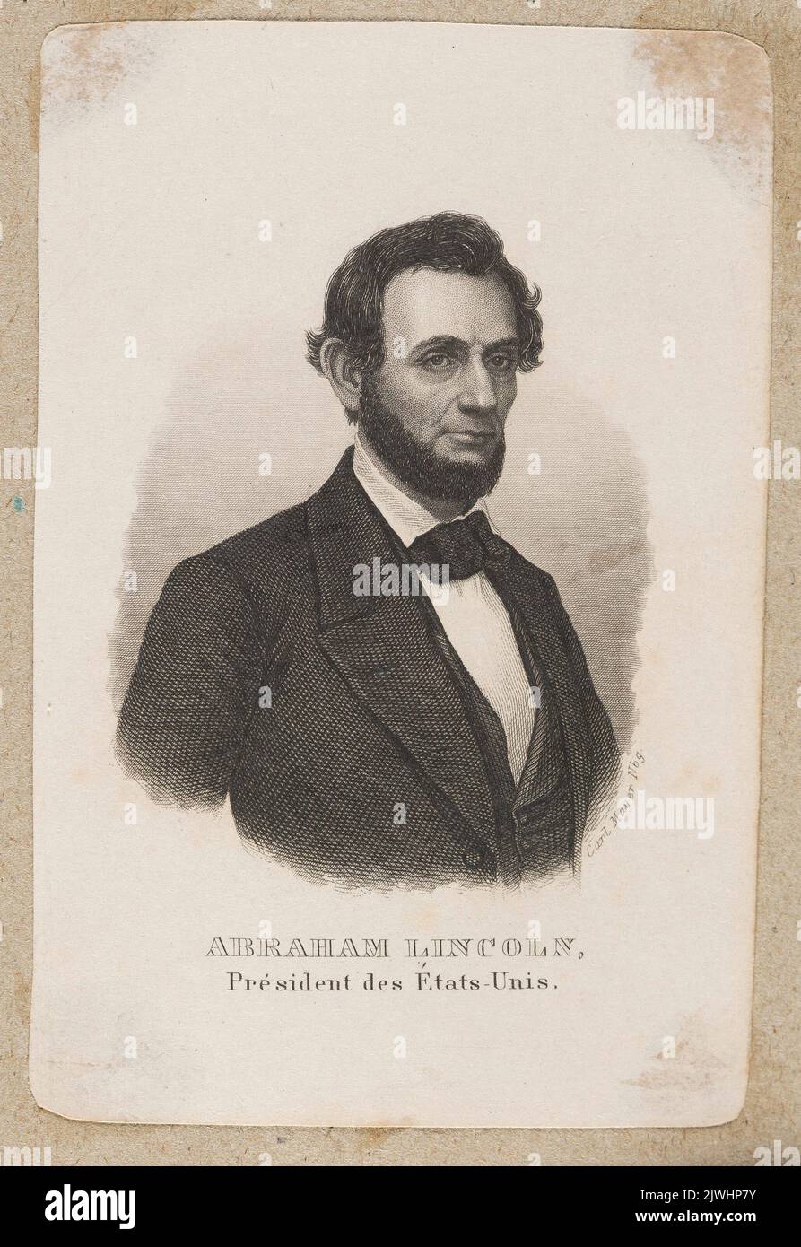 Portrait of Abraham Lincoln (in: Almanach de Gotha 1862). Mayer, Carl ...