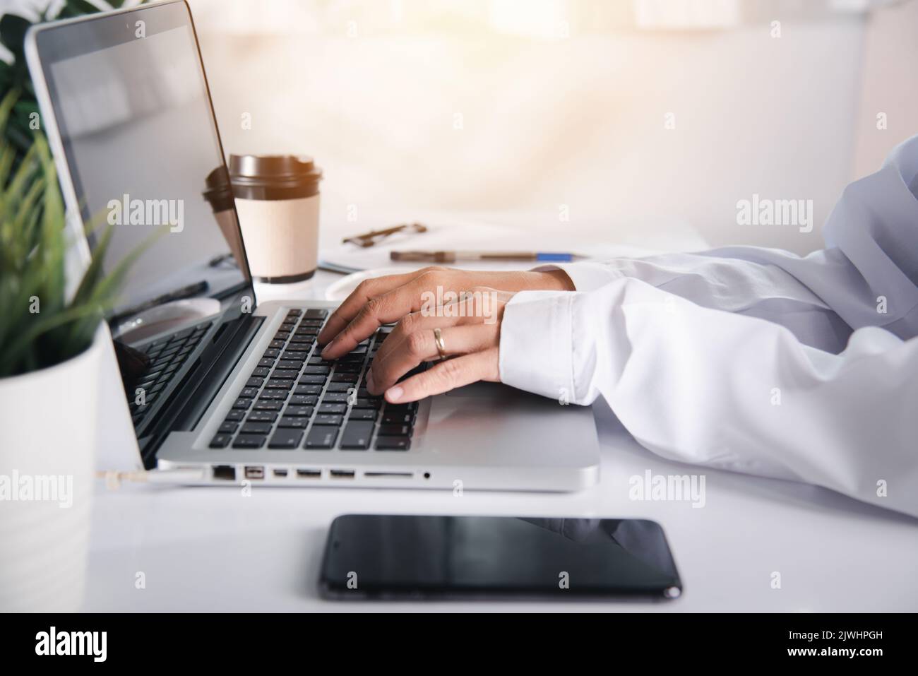 Close up hands nurse typing on hi-res stock photography and images - Alamy