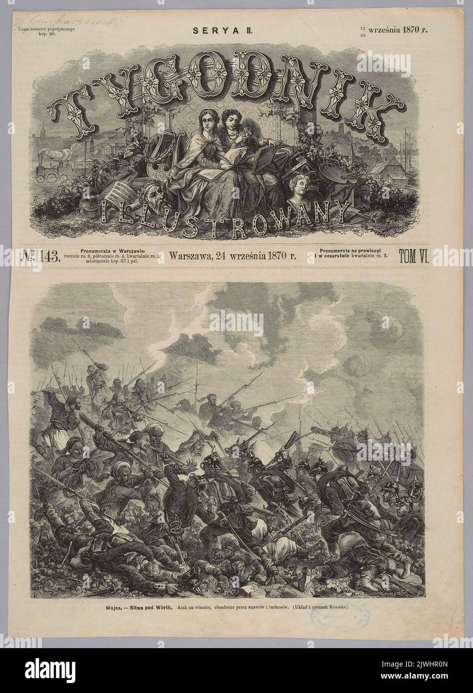 Juliusz Kossak (1824-1899), War – battle of Worth; from: "Tygodnik ...