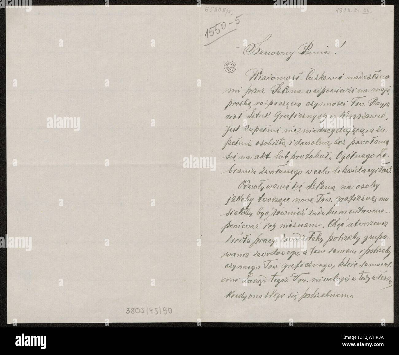 Letter from Ignacy Łopieński to Dominik Witke-Jeżewski concerning the ...