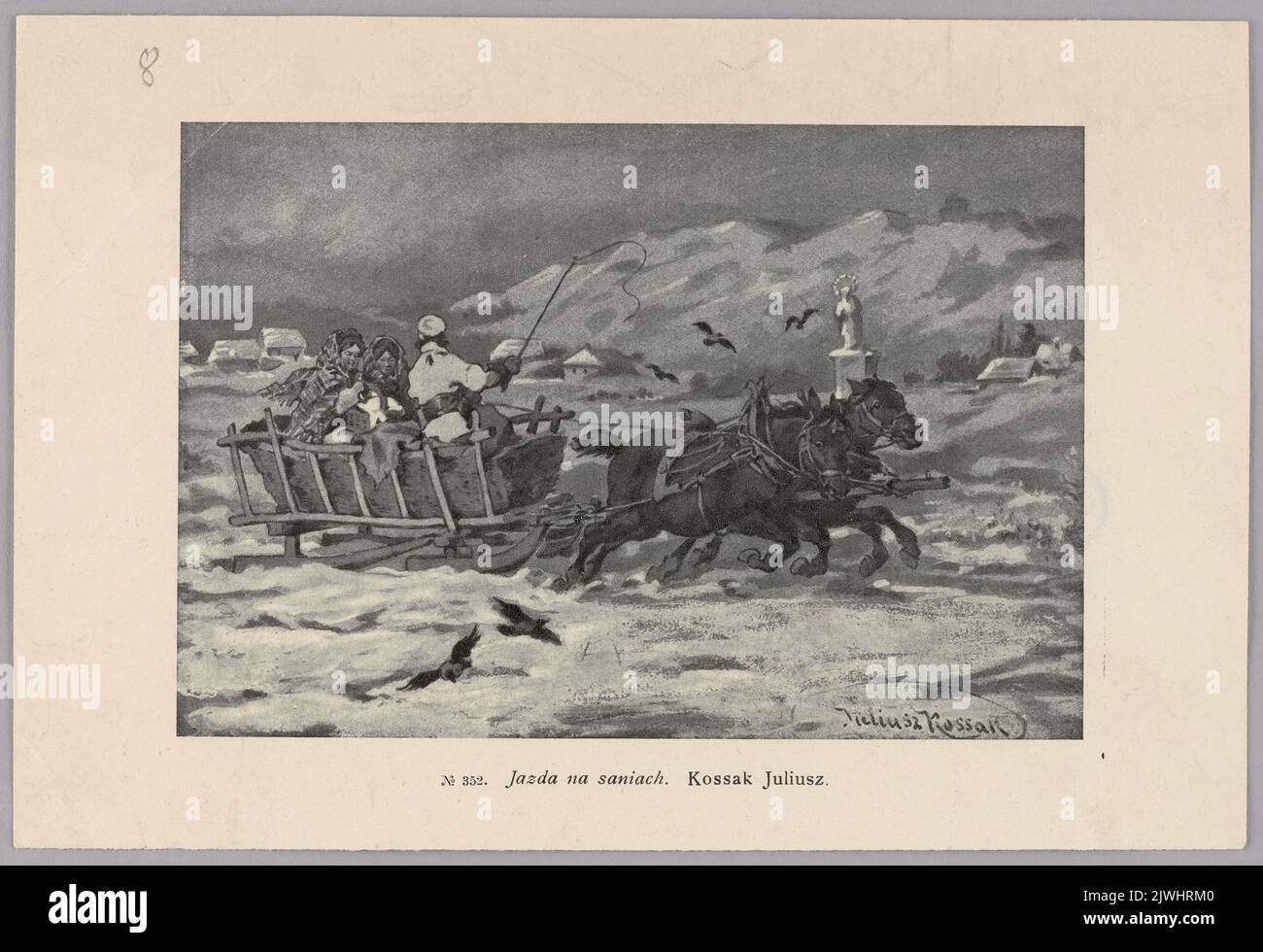 Reproduction of a painting: Juliusz Kossak (1824-1899), Sleigh ride ...