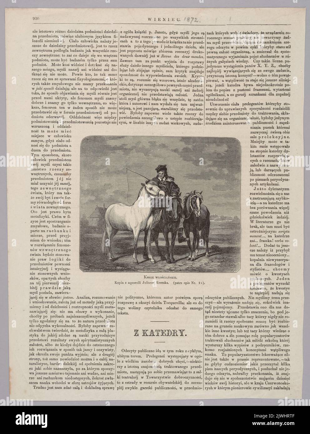 Reproduction of drawing: Juliusz Kossak (1824-1899), Land owner horses ...