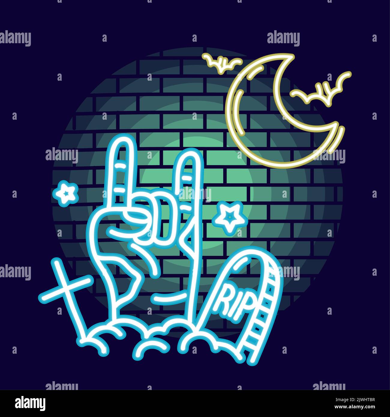 halloween neon cemetery Stock Vector Image & Art - Alamy