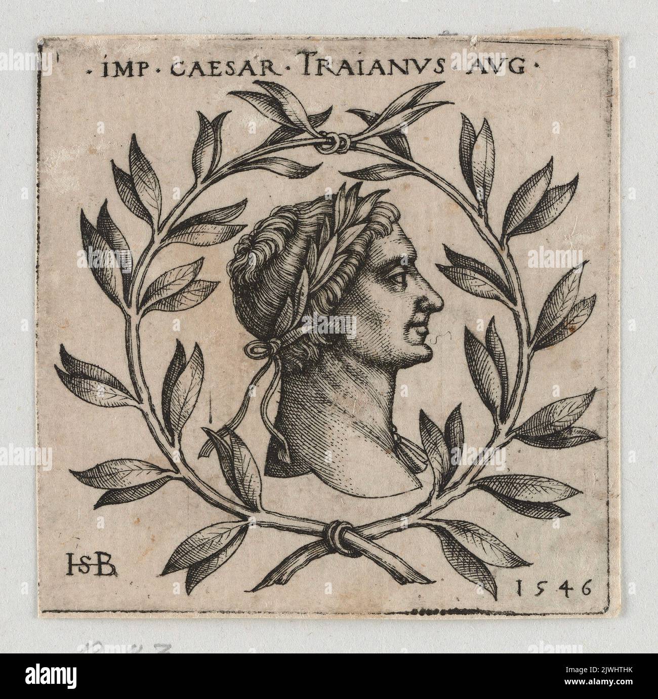 Bust of Trajan. Beham, Sebald (1500-1550), graphic artist Stock Photo ...