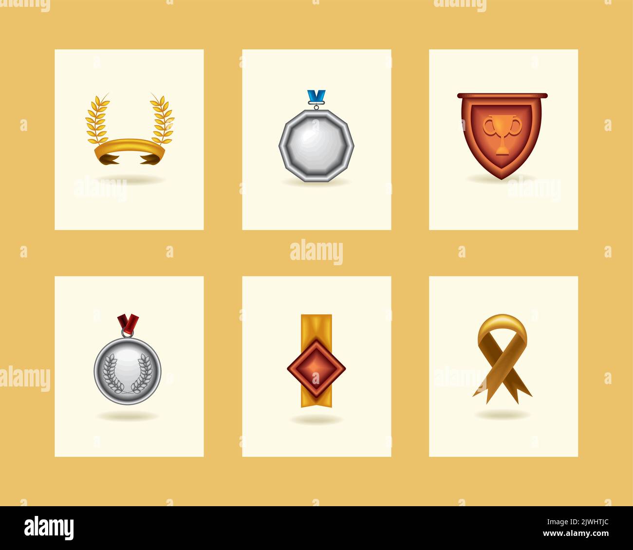 Set round icons medals hi-res stock photography and images - Alamy