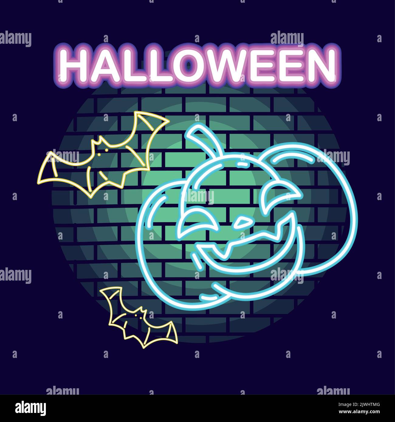 neon halloween pumpkin Stock Vector Image & Art - Alamy