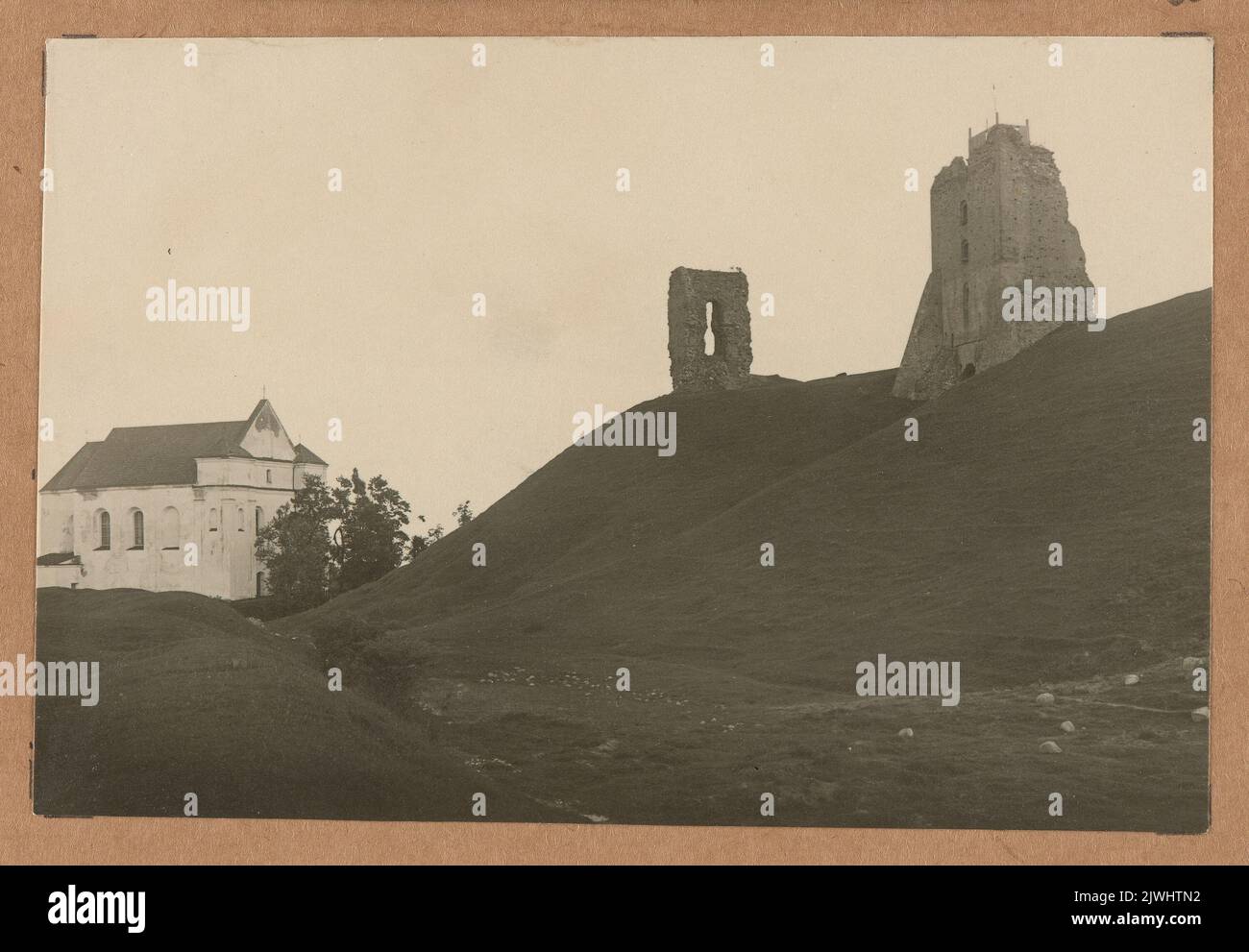 Nowogródek (curr. Navahrudak, Belarus). Castle ruins and parish church ...