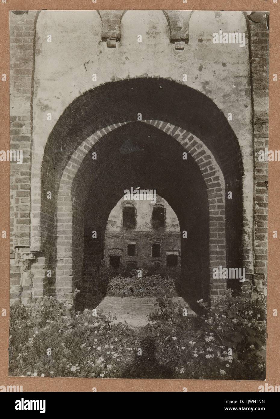 Mir (Belarus). Castle ruins – view from the direction of the entrance ...